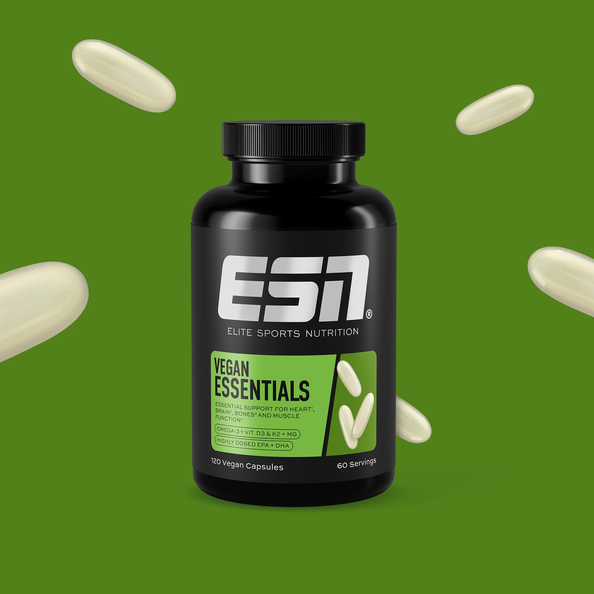 Vegan Essentials | Omega-3, Vitamin D3 + K2 | 120 capsules – ESN